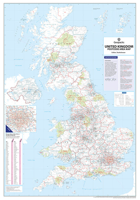 UK Postcode Wall Map of Great Britain & NI | Map Marketing – Geopacks