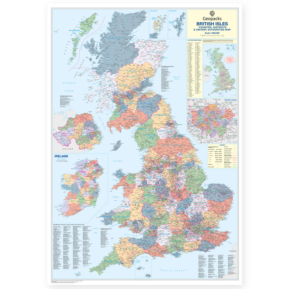 Counties UK Wall Map (Laminated) – Geopacks