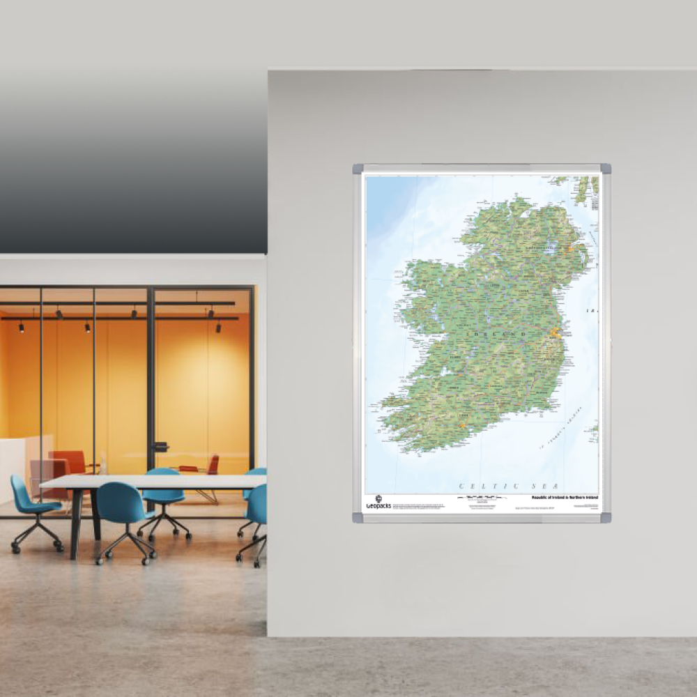 Physical Map of Ireland Wall Map – Geopacks