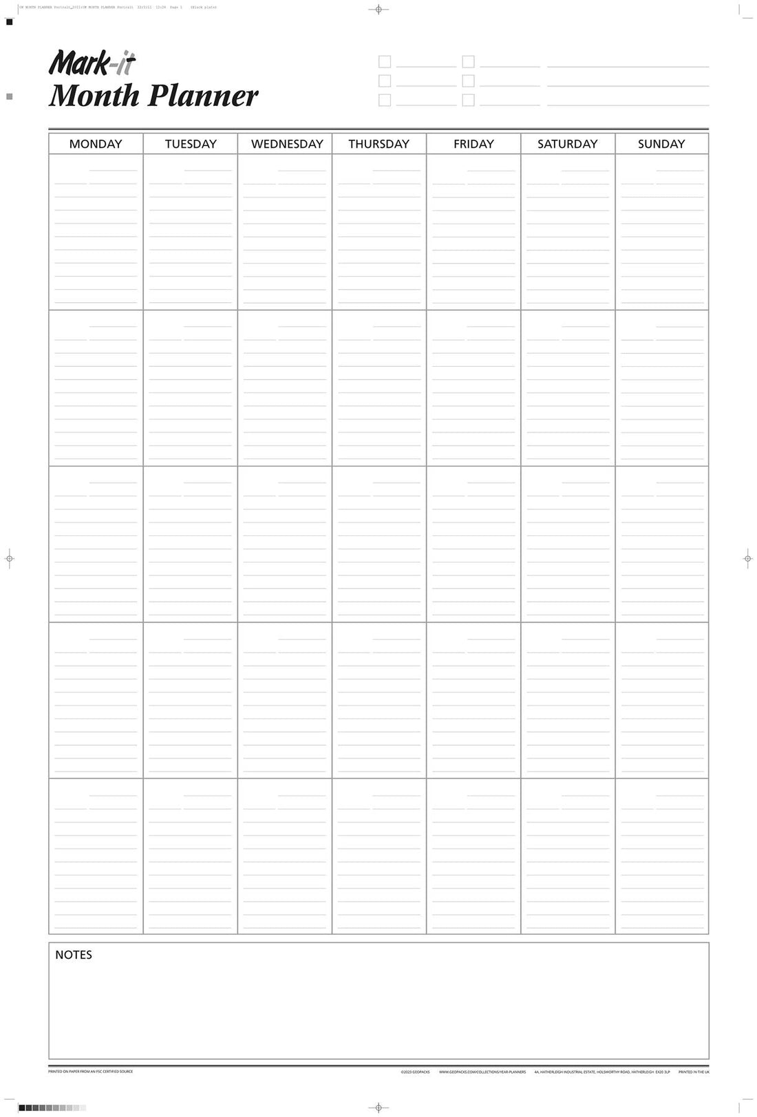Monthly Laminated Wall Planner – Geopacks