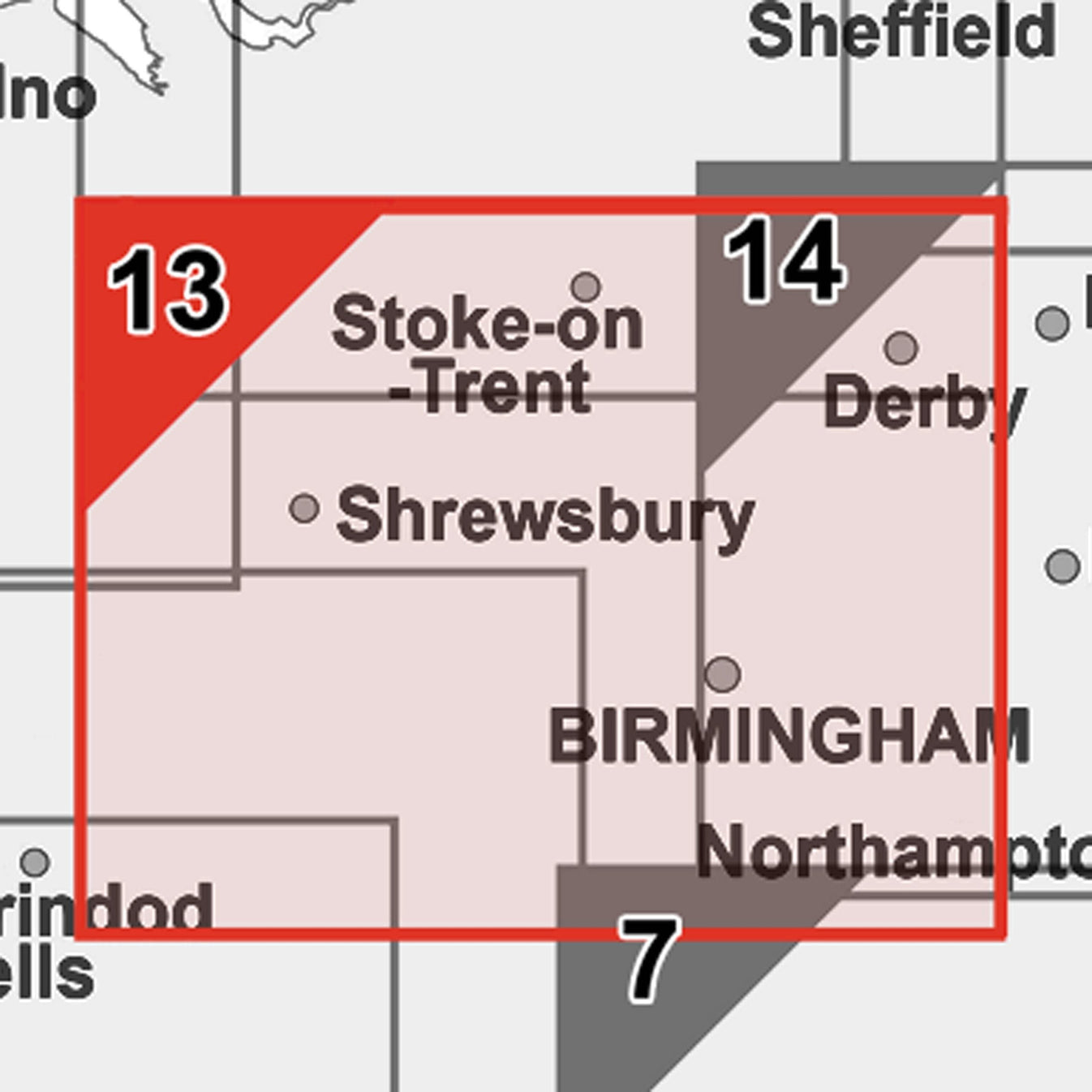 Birmingham & West Midlands Postcode Wall Map - Sector Map 13 – Geopacks