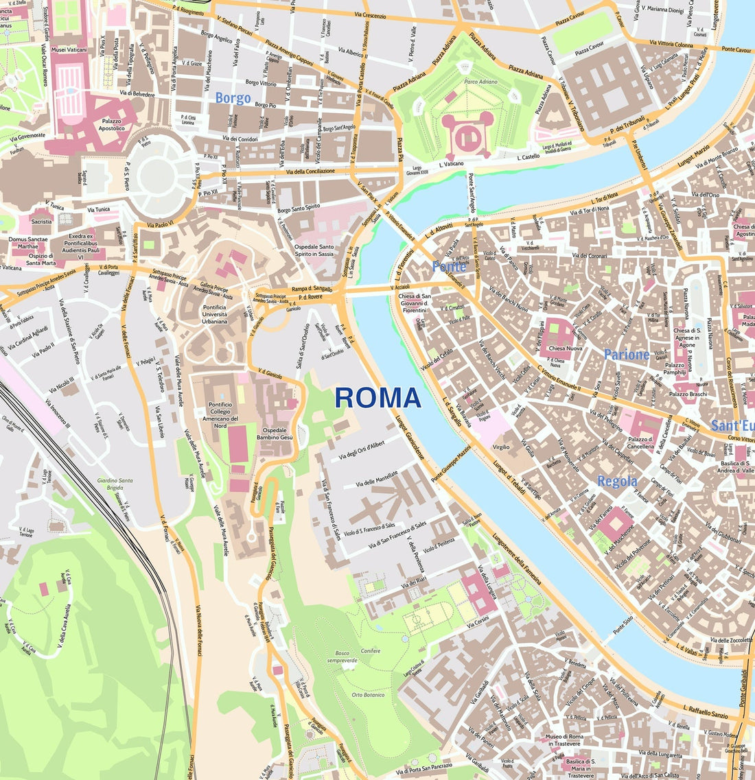 Roma City Map - Laminated Wall Map of Rome, Italy – Geopacks