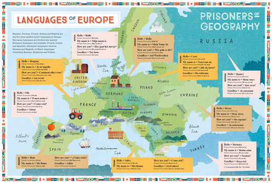 Languages Of Europe Educational Wall Map - Prisoners of Geography