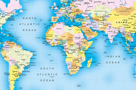 World Wall Map for Schools - Reversible