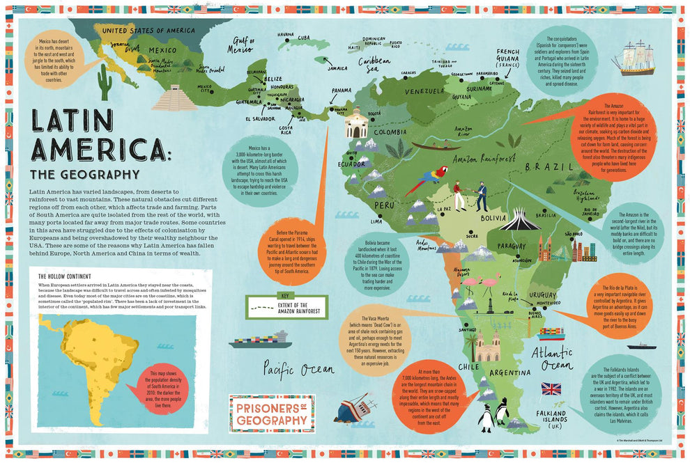 Latin America Educational Wall Map - Prisoners of Geography – Geopacks