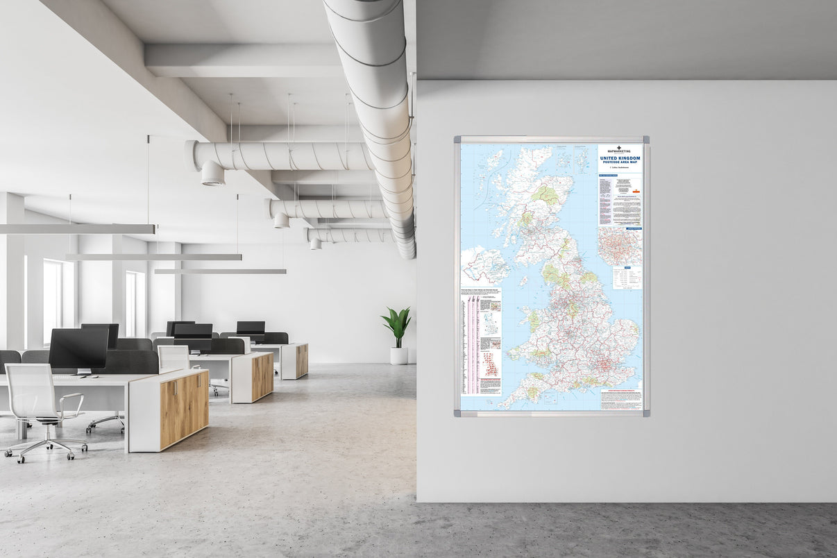 UK Postcode Wall Map of Great Britain & NI | Map Marketing – Geopacks