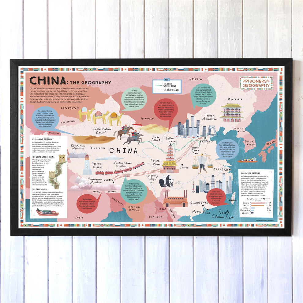 China Educational Wall Map - Prisoners of Geography – Geopacks