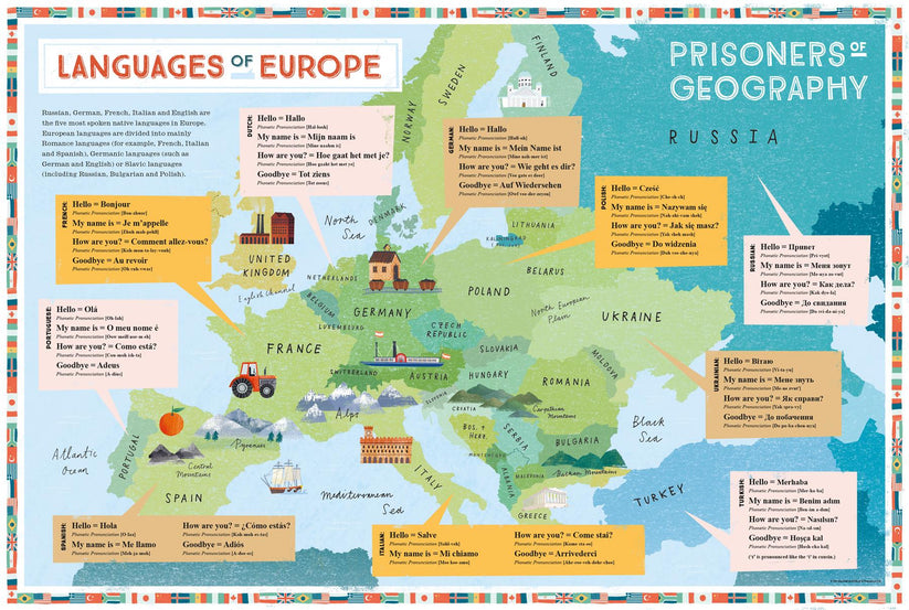 Languages Of Europe Educational Wall Map - Prisoners of Geography ...