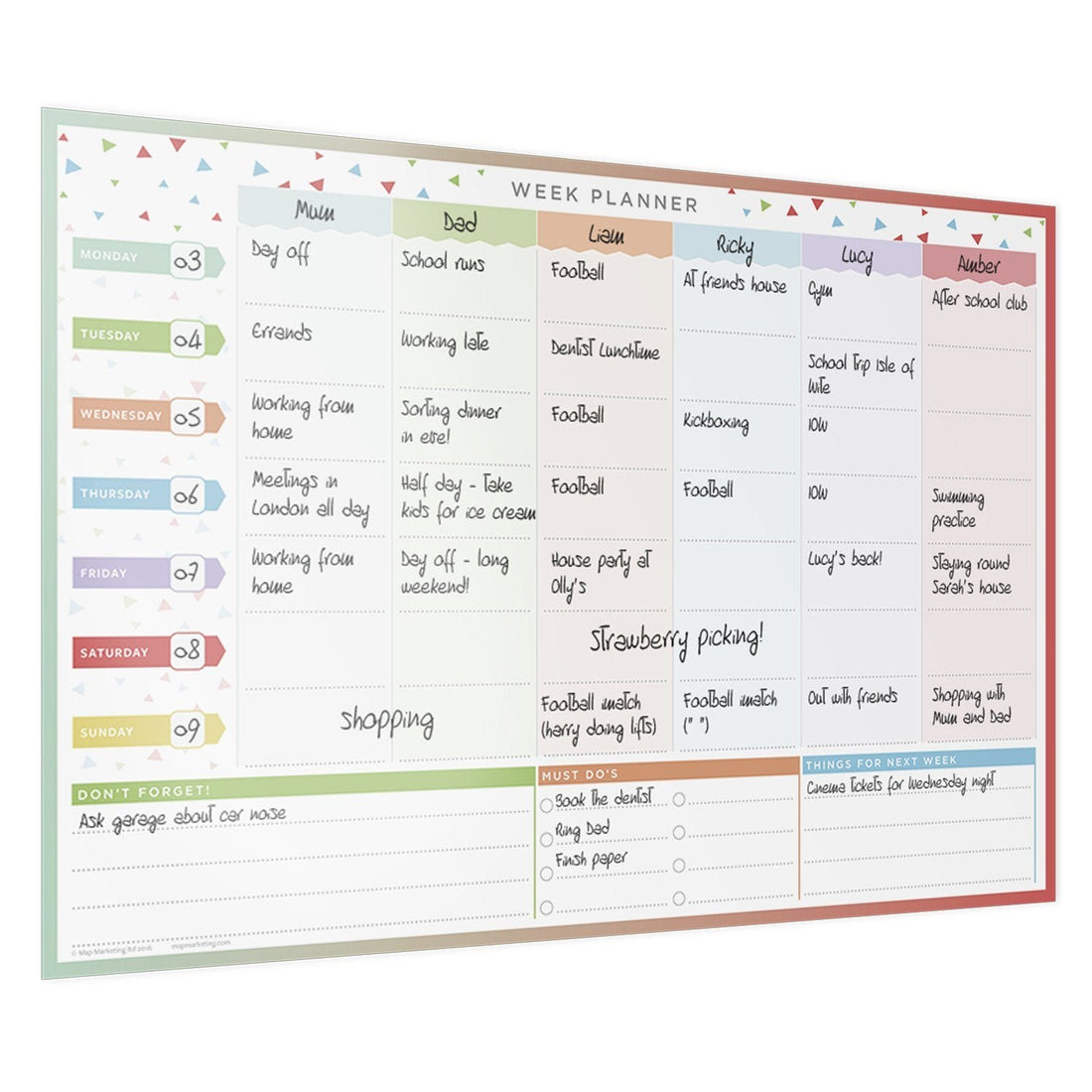 Family Week Wall Planner - choice of 4, 5 or 6 Columns – Geopacks