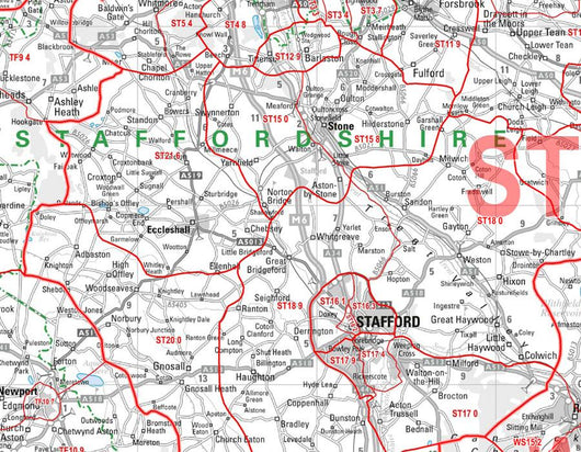 Wall Maps - Birmingham & West Midlands Postcode Map - Sector Map 13