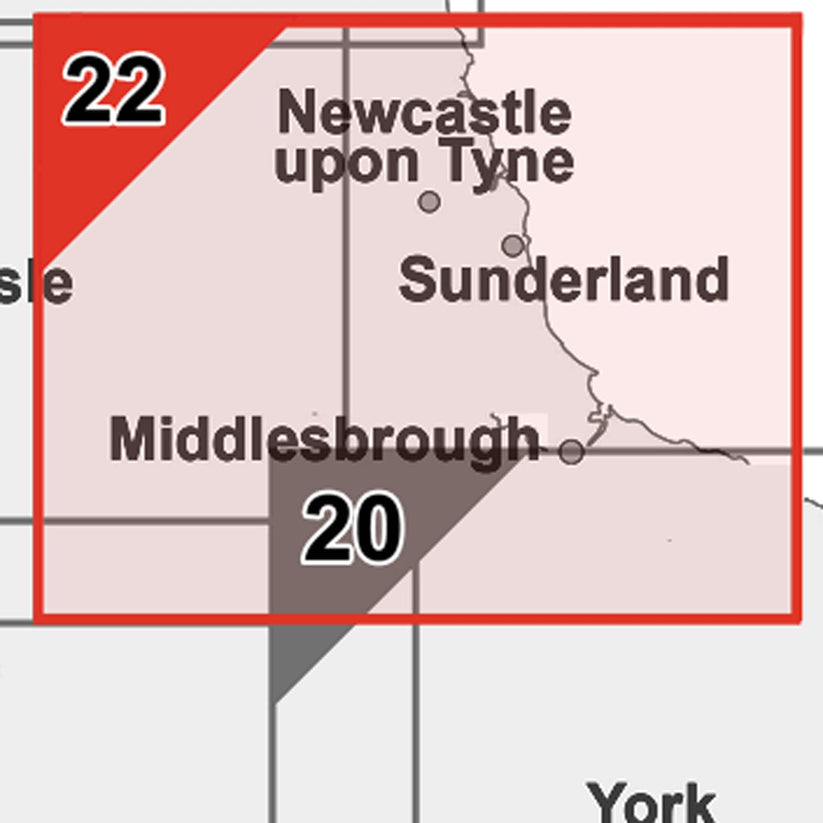 Durham, Tyne and Tees (Newcastle Upon Tyne) Postcode Wall Map - Sector ...