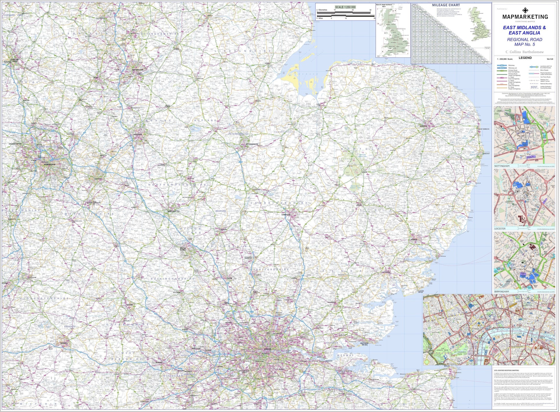 East Anglia England Map English Midlands & East Anglia Special Road