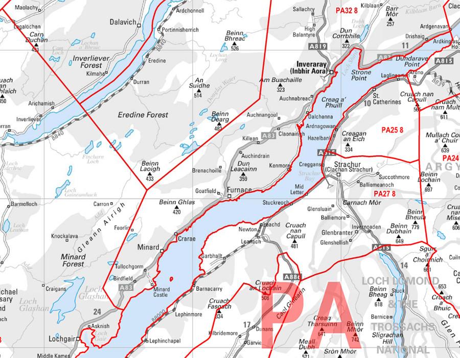 Wall Maps - Mull And Tiree Postcode Wall Map - Sector Map 27