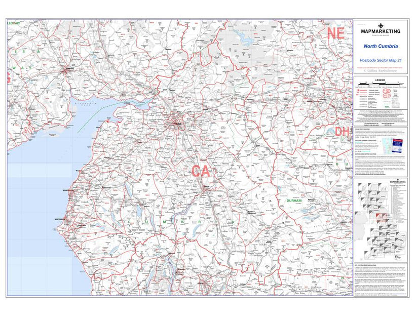 North Cumbria Postcode Wall Map - Sector Map 21 – Geopacks