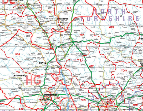 Northern England Newcastle, Leeds, Manchester & Liverpool Postcode Map ...