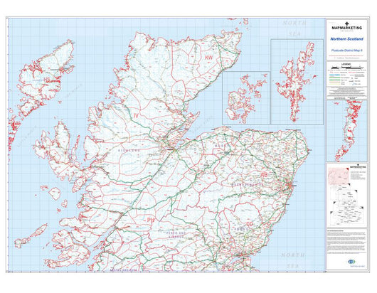 Wall Maps - Northern Scotland (Uist, Orkney And Shetland) Postcode Map ...