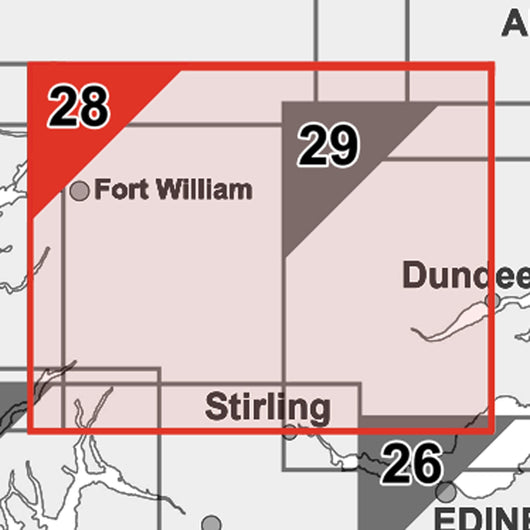 Wall Maps - Scottish Highlands (South) Postcode Wall Map - Sector Map 28