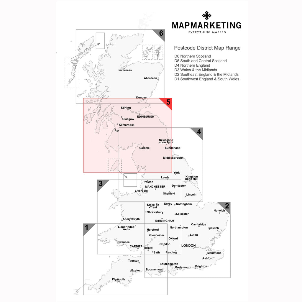 wall-maps-south-and-central-scotland-glasgow-edinburgh-and-newcastle ...