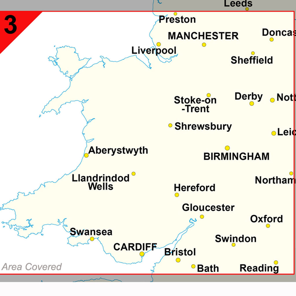 Wall Maps - Wales And The Midlands (Liverpool, Birmingham, Cardiff ...