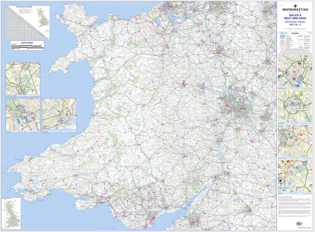 wall-maps-wales-and-west-midlands-regional-road-map-wall-map-6-1 ...