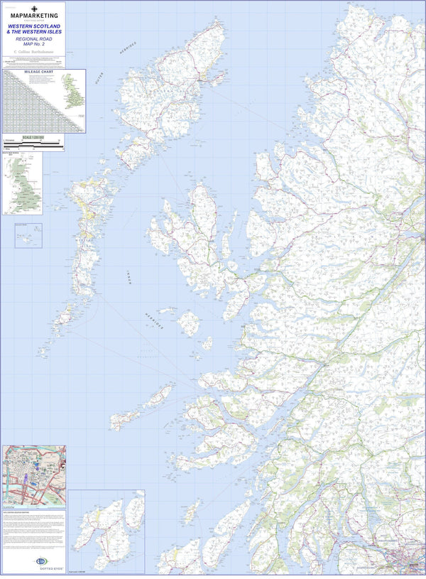Western Scotland and Western Isles Regional Road Map - Wall Map 2 ...
