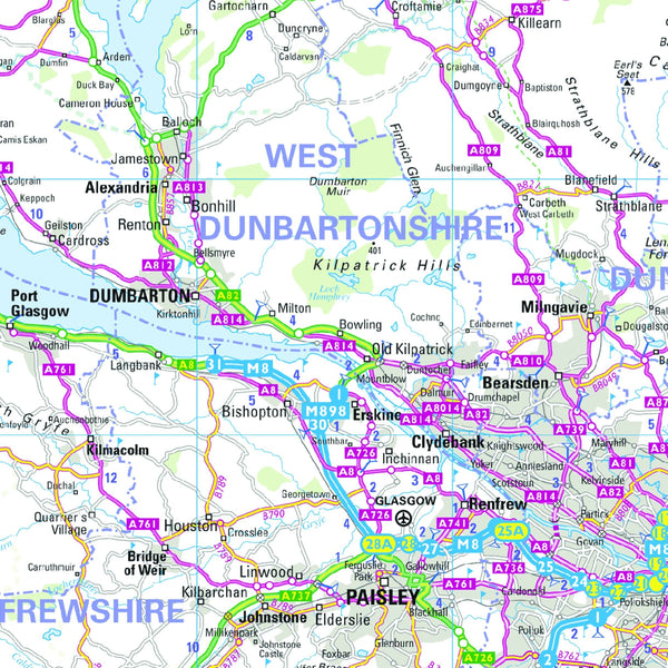 Western Scotland and Western Isles Regional Road Map - Wall Map 2 ...