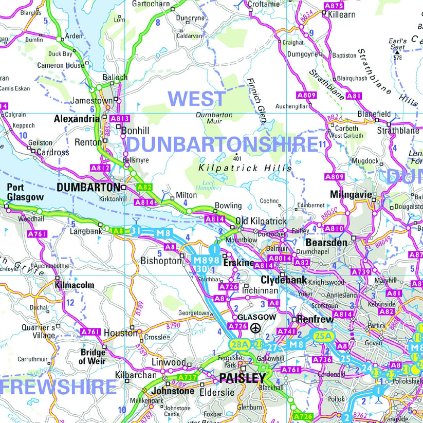 Western Scotland and Western Isles Regional Road Map - Wall Map 2 ...